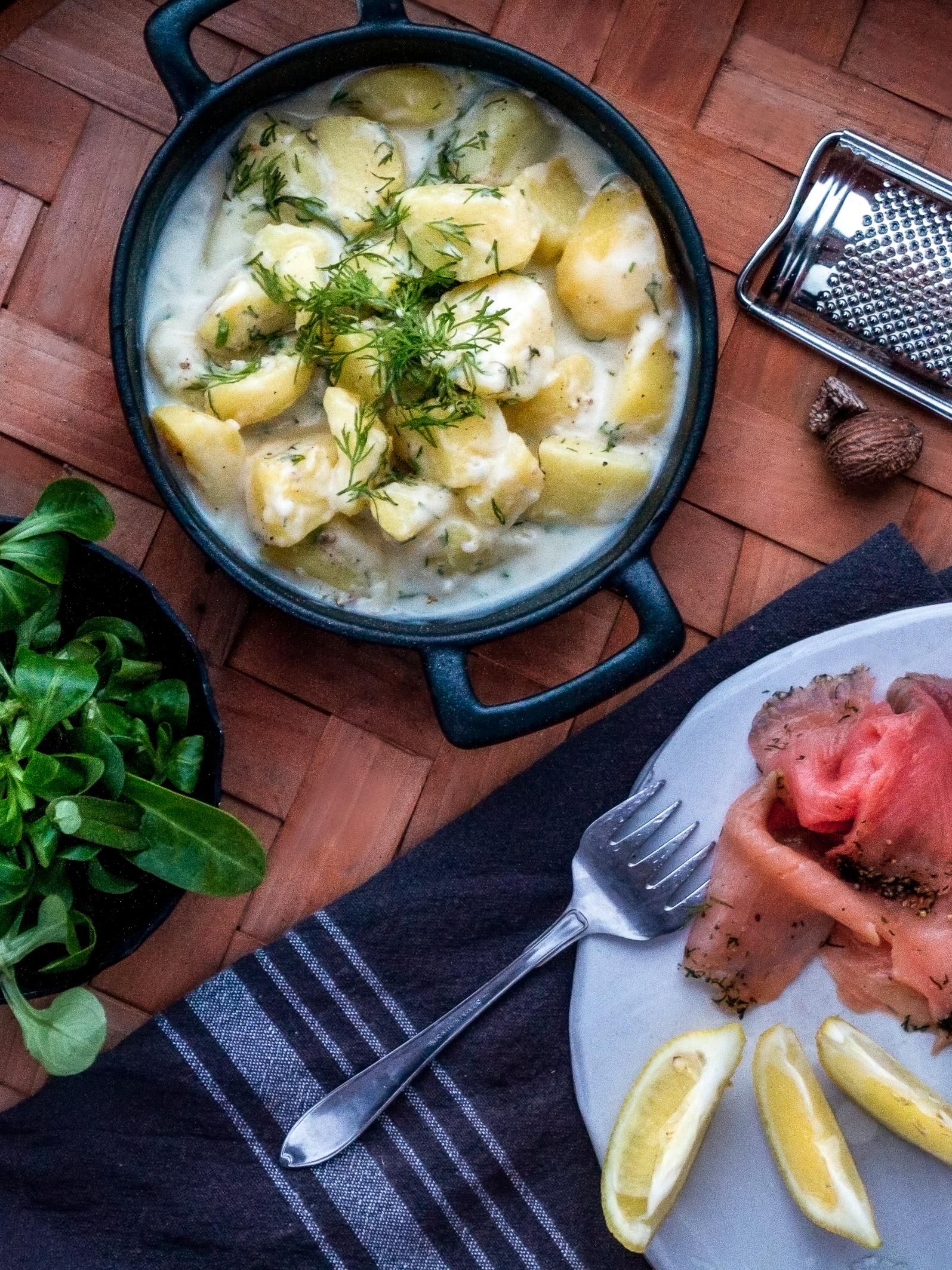Stuvad potatis med gravad lax - Sara Bäckmo